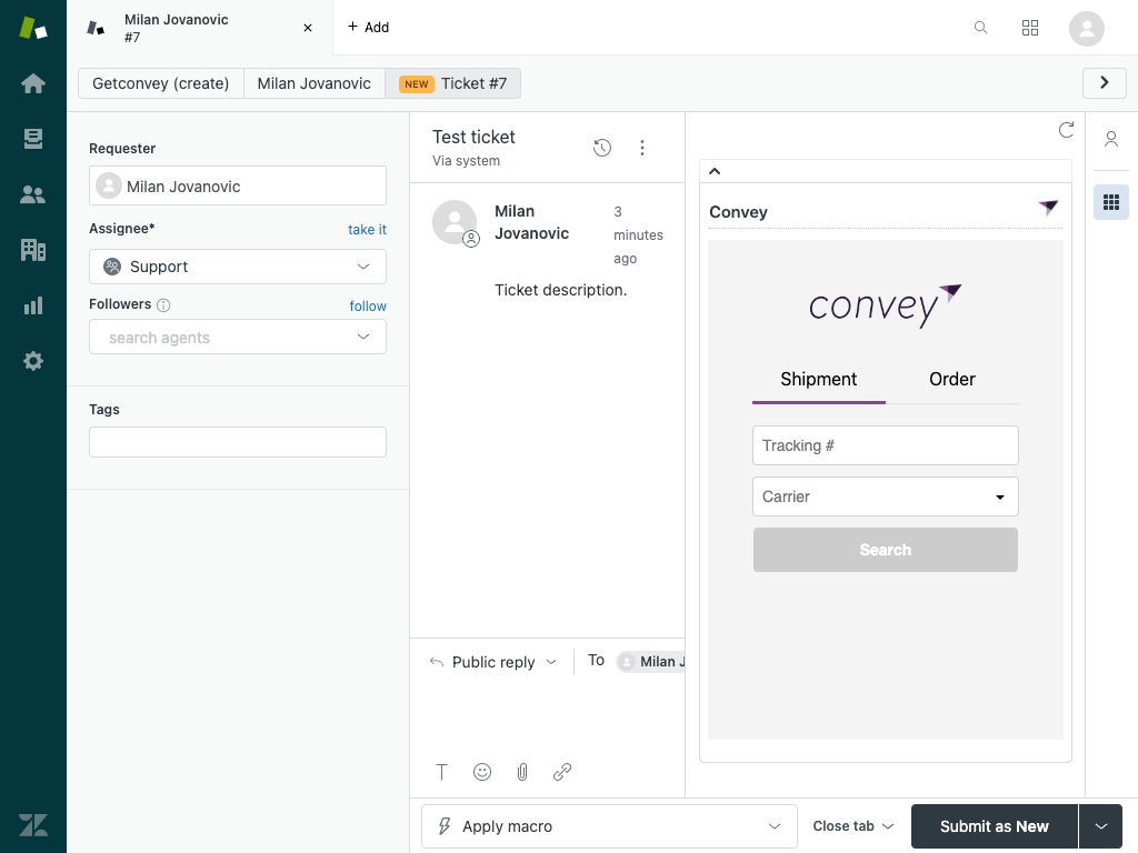 Convey App Integration with Zendesk Support